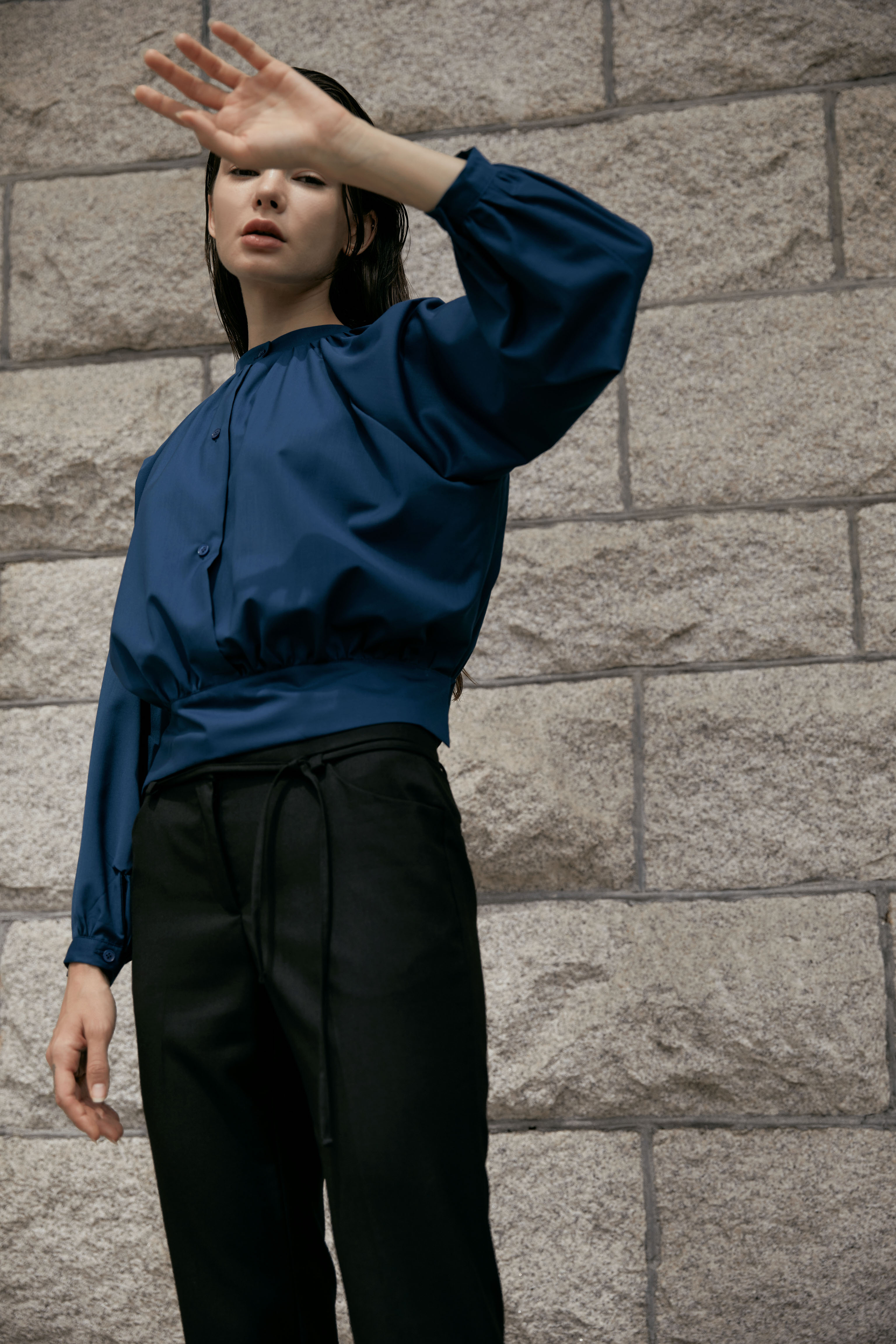 온센느 Silk Wool Cash Pants - black