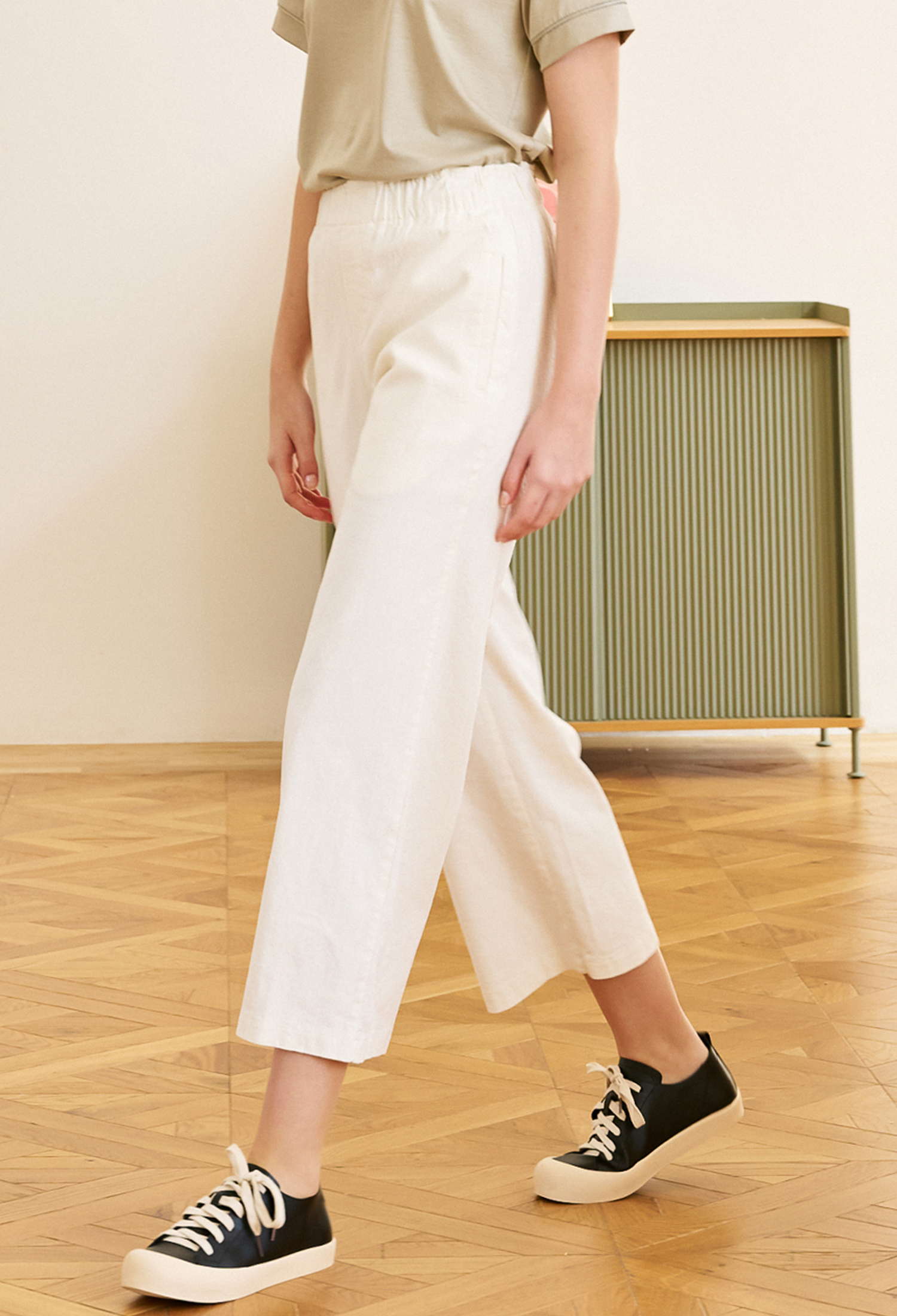아쿠드 Linen Wide Bending Pants_Ivory | 바바더