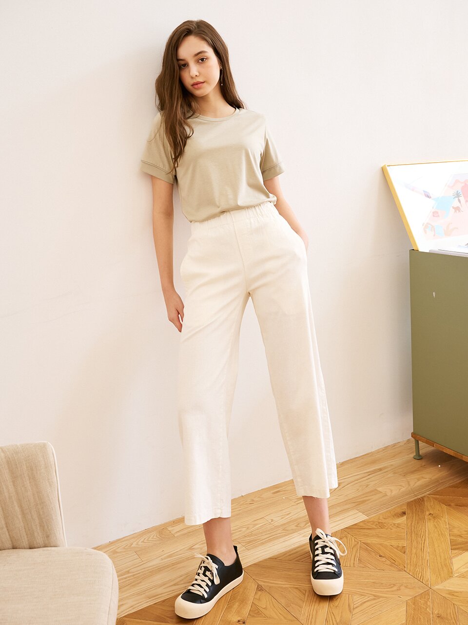 아쿠드 Linen Wide Bending Pants_Ivory | 바바더