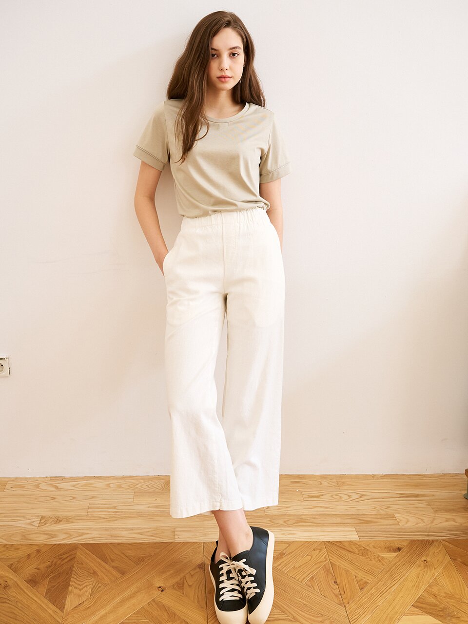 아쿠드 Linen Wide Bending Pants_Ivory | 바바더