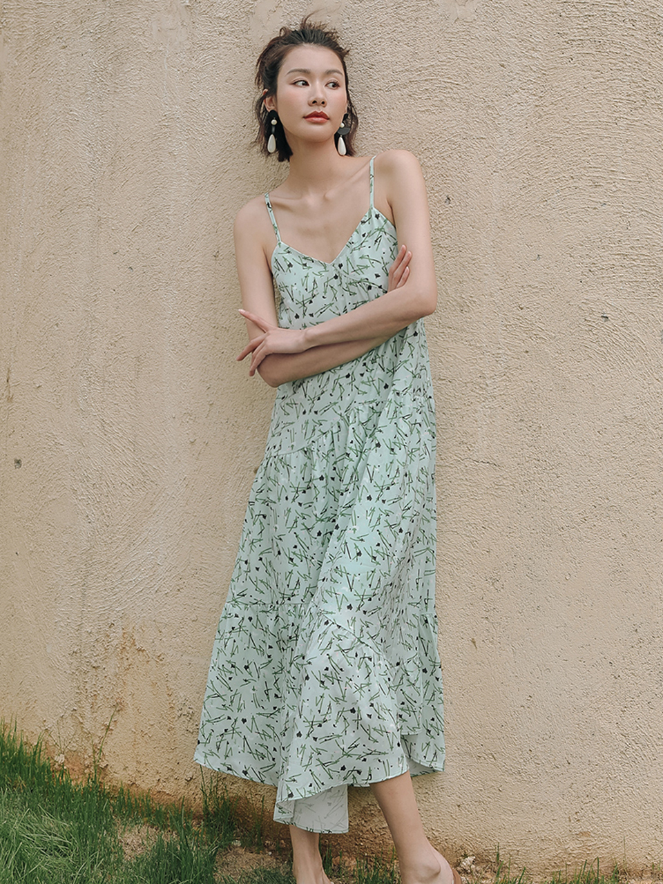 랭썬 LS diagonal line slip dress_mint LS diagonal line slip dress_mint
