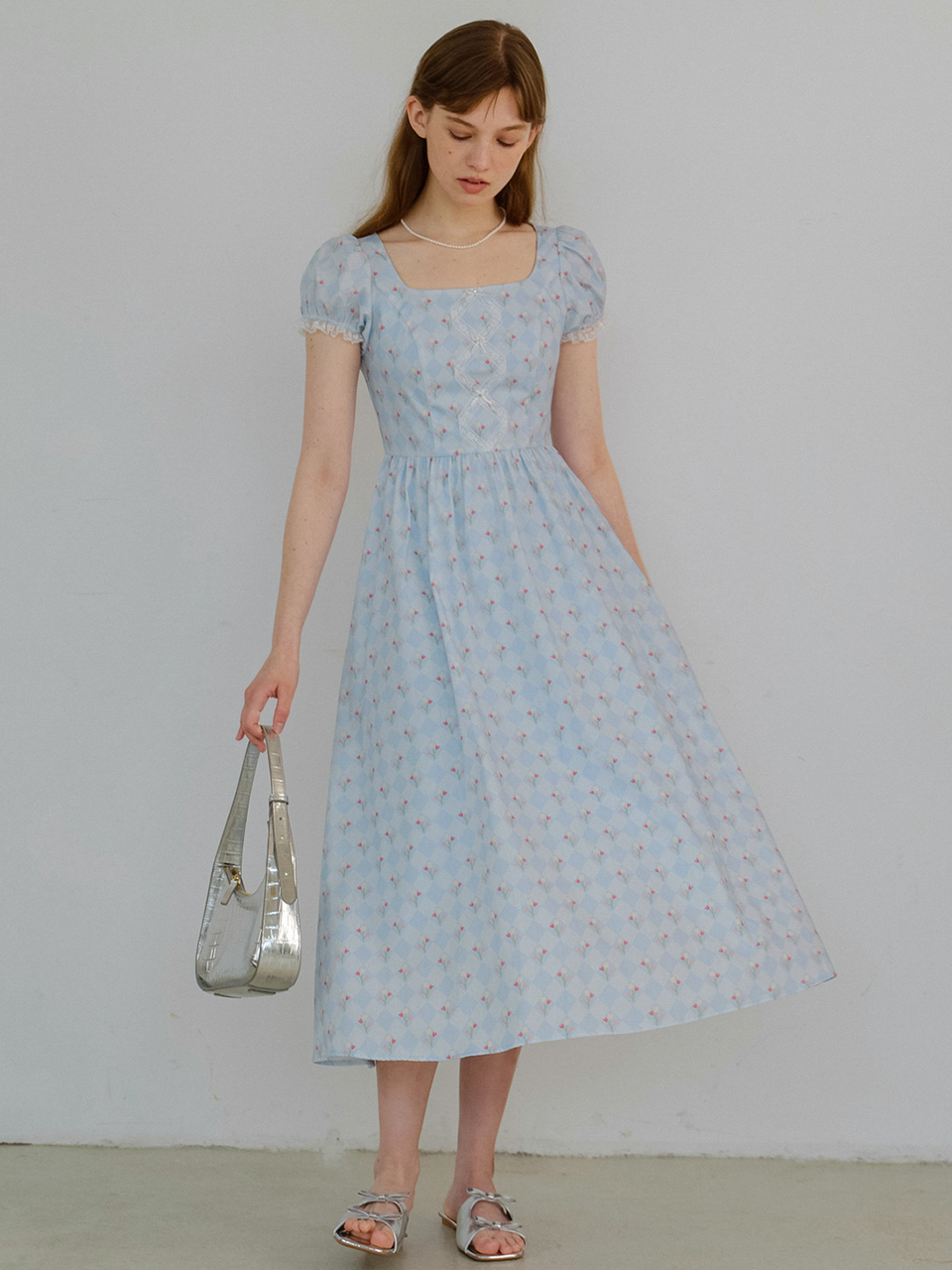 던드롭 DD_Princess plaid flower dress DD_Princess plaid flower dress