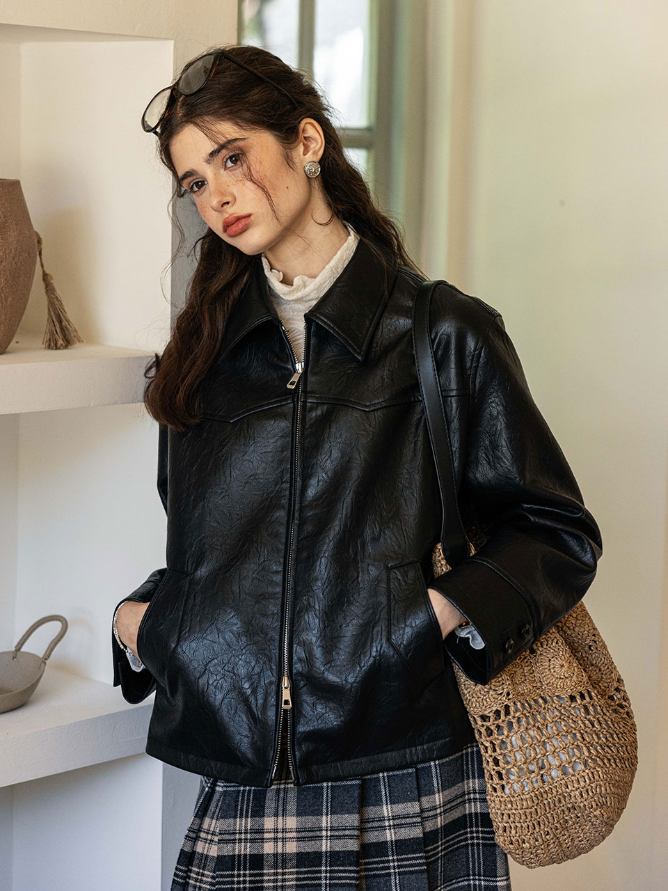 데일리아트 DA_Leather retro textured jacket_2color (DA_Leather retro ...