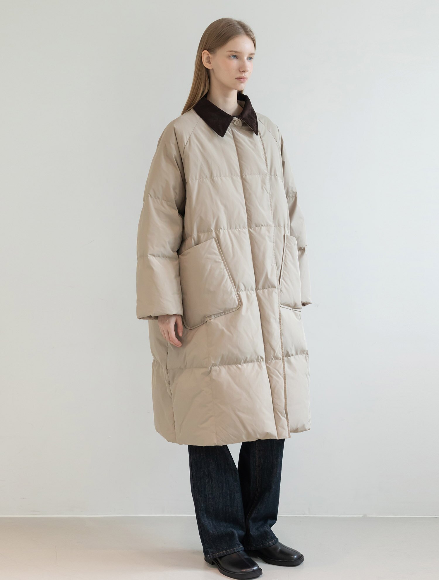 제이마크뉴욕 Oversized Coloring Long Padded Jacket_2color | 바바더