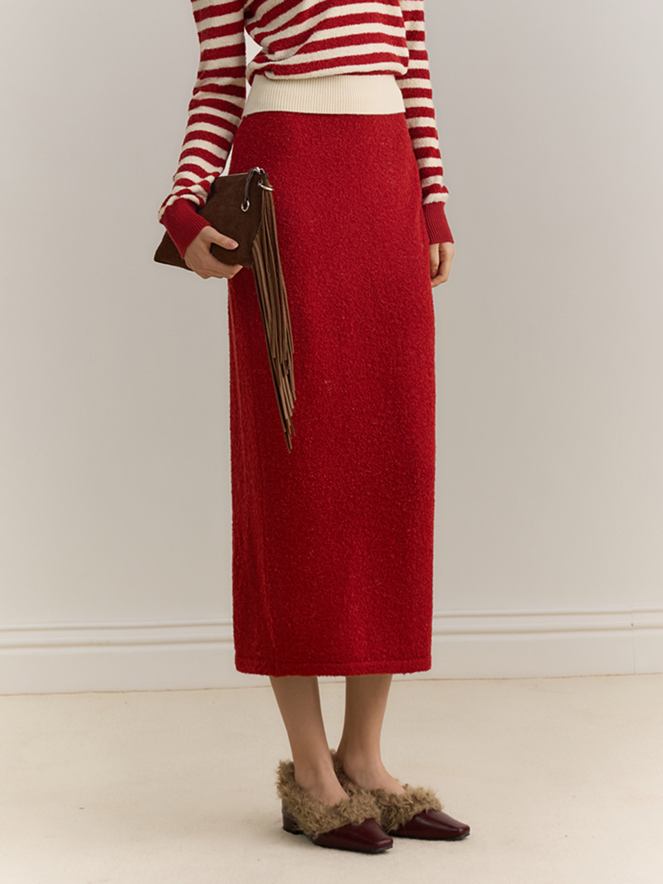 와이와이아이엠 YY_Red and white striped skirt YY_Red and white striped skirt